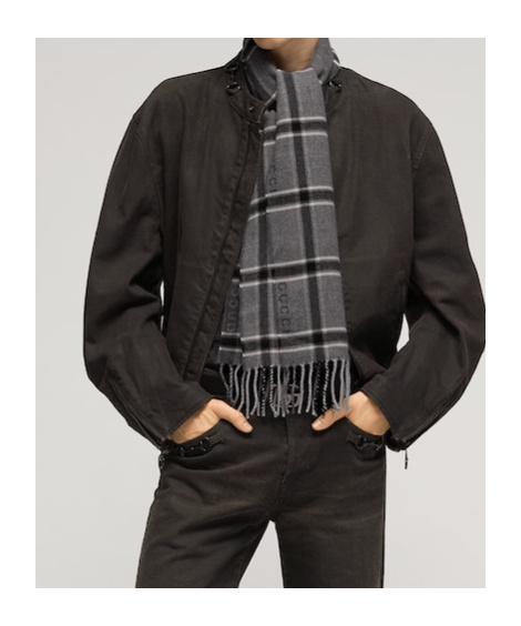 GUCCI Gucci tartan wool cashmere scarf